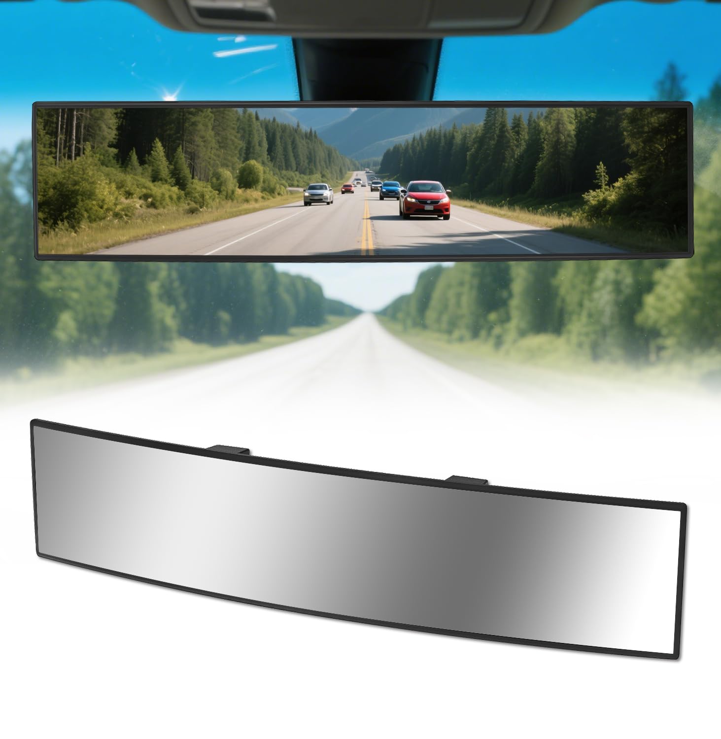 HmmtyRack Rear View Mirror, Chrome Anti-glare Panoramic Rear Mirrors ...