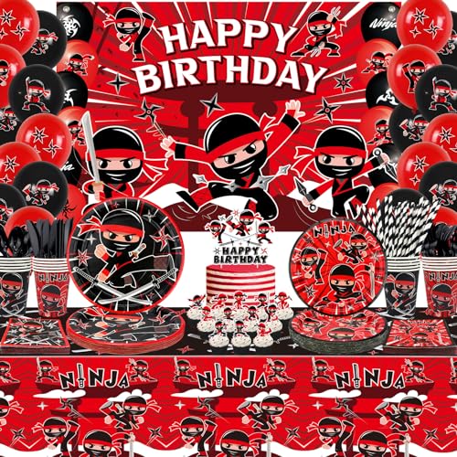 Ninja Birthday Party Decoration, Ninja Happy Birthday Backdrop ...