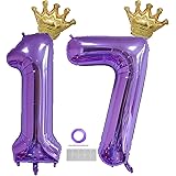 Amazon.com: Number 17 Purple Balloons 40 Inch Giant Purple 17 Number ...