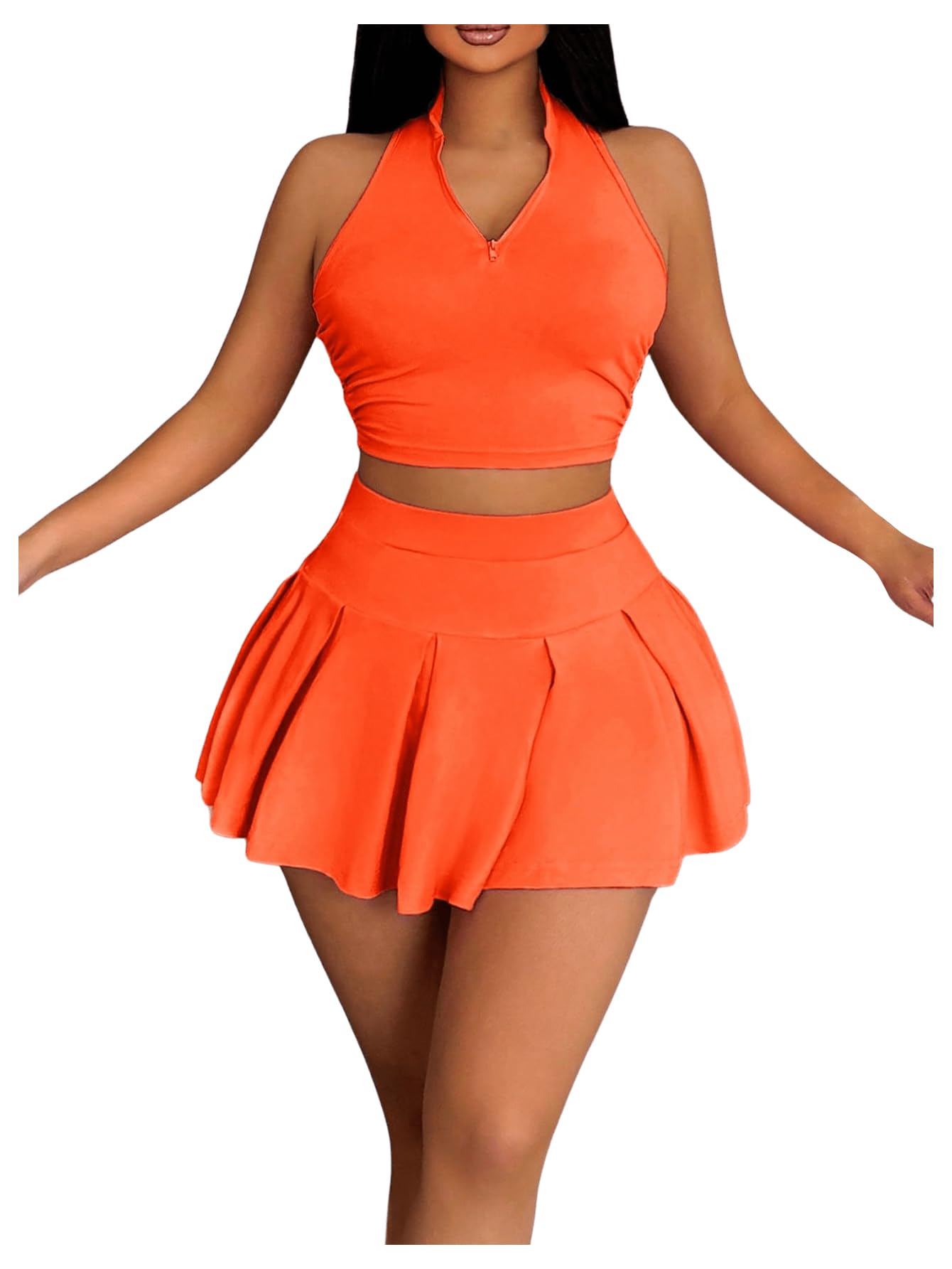 SOLY HUX Women's Summer 2 Piece Outfits Half Zip Crop Tank Tops and ...