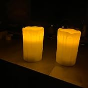 Lights4fun Pair of Church Pillar Real Wax Battery Operated LED Candles ...