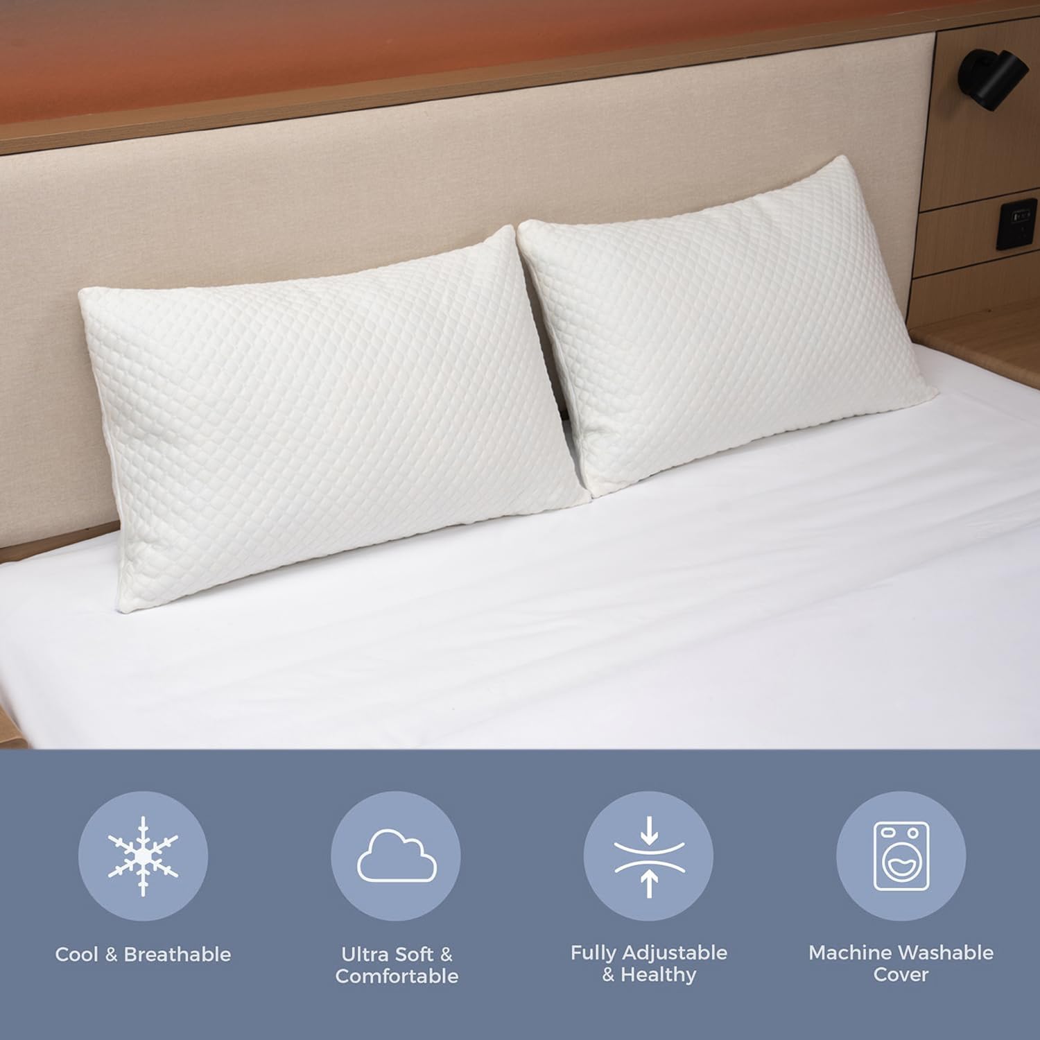 KUYOYGA Shredded Memory Foam Pillows Standard Size Set of 2 - Cooling Bed Pillows for Sleeping 2 ...