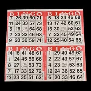 Amazon.com : 4 on Red Bingo Paper Cards - 750 sheets - 3000 cards ...