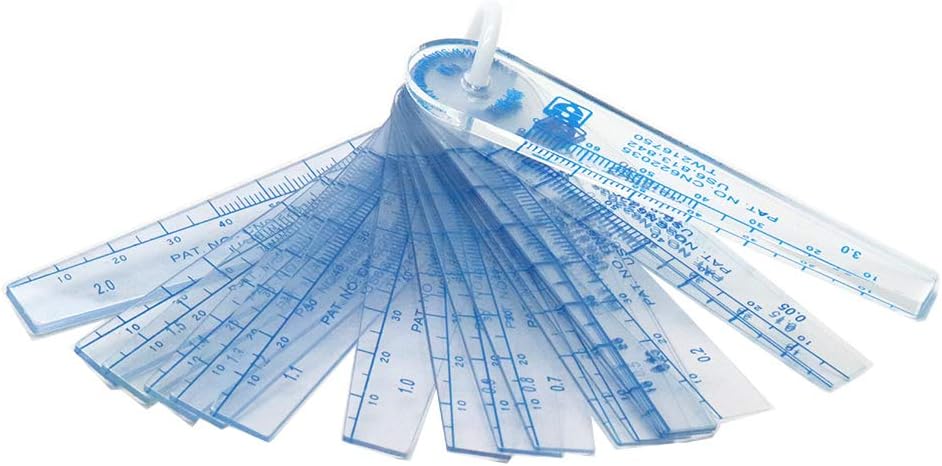 Rannb Plastic Feeler Gauge 0.05mm to 2mm Metric Gap Measuring Tool 20 ...