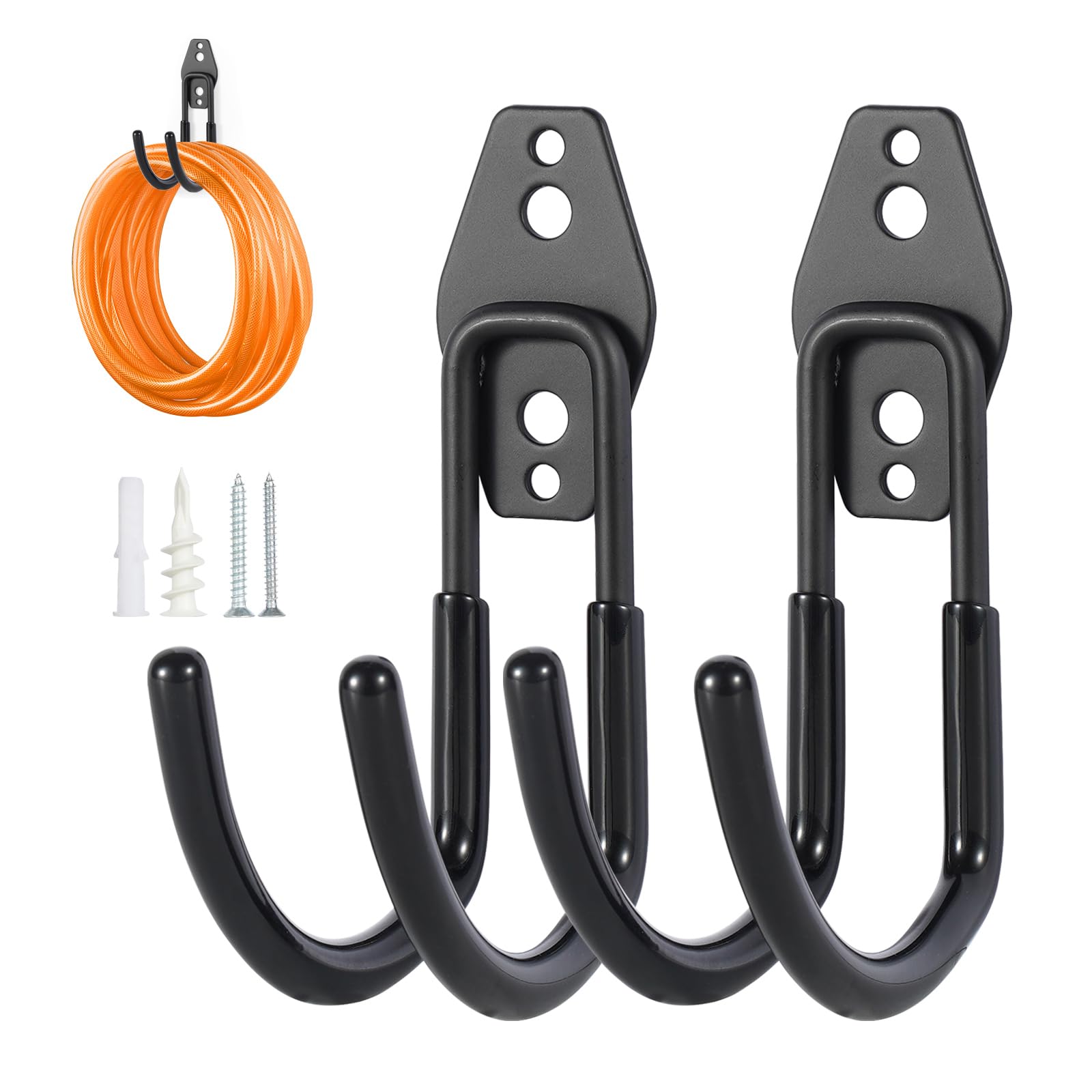 Pruite Hose Hanger Wall Mount 2 Pack,Heavy Duty Hose Holder with Screws ...