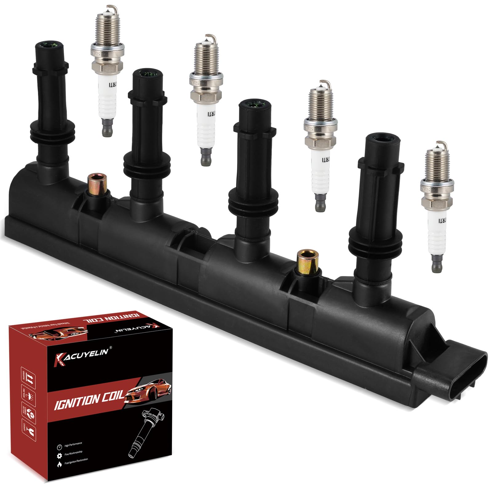 KacuYelin UF669 Ignition Coil Pack & Iridium Spark Plugs Compatible ...