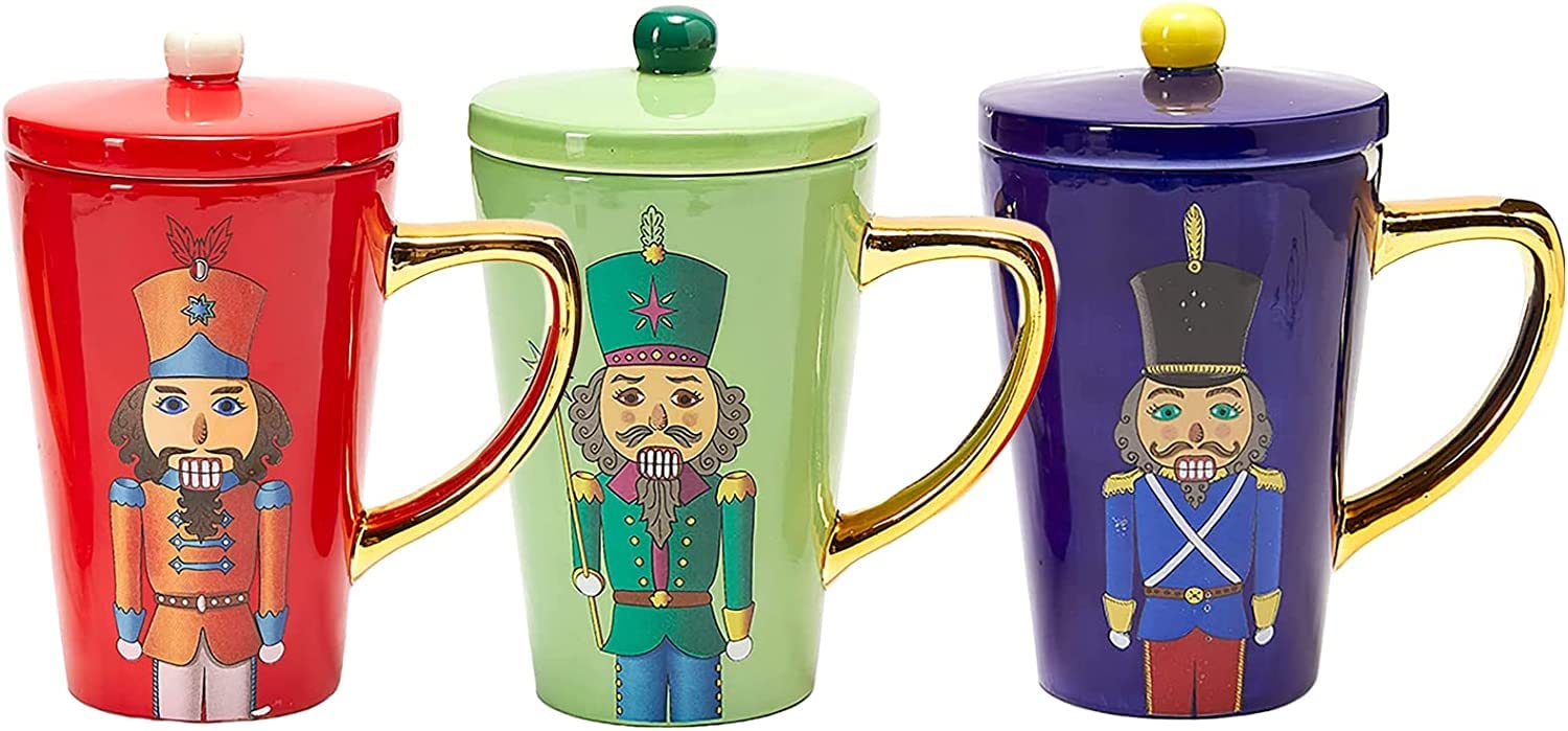 The Nutcracker Christmas Mug with Lid – 16oz Festive Ceramic Coffee Cup ...