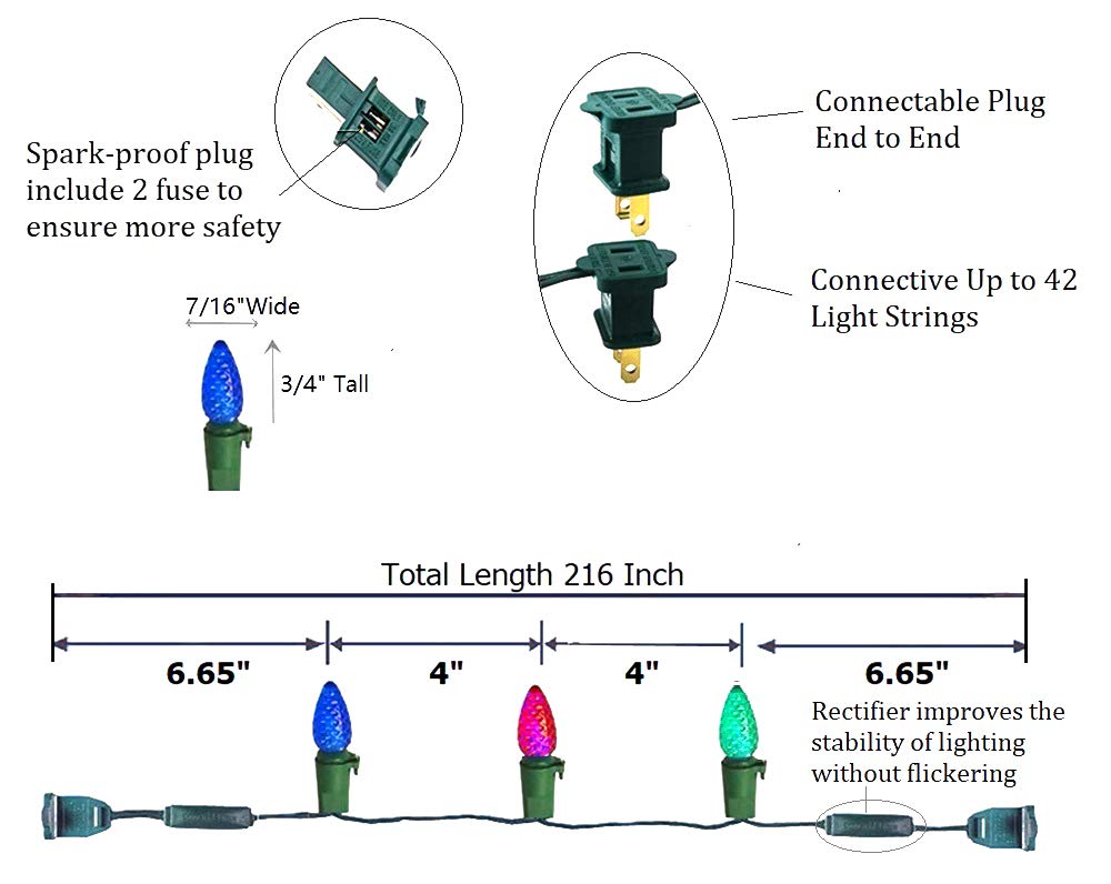 Colored Outdoor Christmas Lights Multicolor Led Holiday String Lights ...