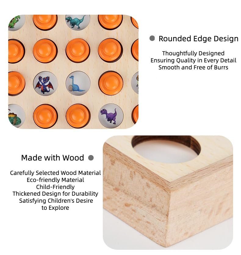 3 in 1 Montessori Wooden Memory Chess Board Game: Images Memory ...