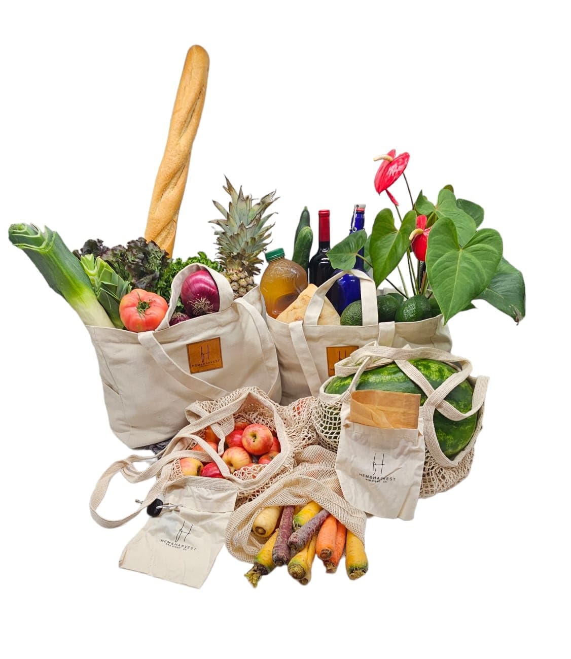 Reusable grocery bags (set of 5) Made from soft, heavy-duty canvas ...