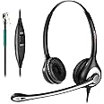 Amazon.com: Wantek Corded Telephone Headset Dual w/Noise Canceling Mic ...