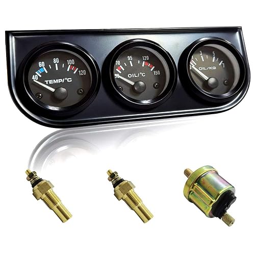iztor 3-in-1 52mm Triple Gauge Cluster Water/Oil Temp & Oil Pressure ...