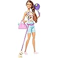 Amazon.com: Barbie Self-Care Doll, Brunette Posable Workout Doll with ...