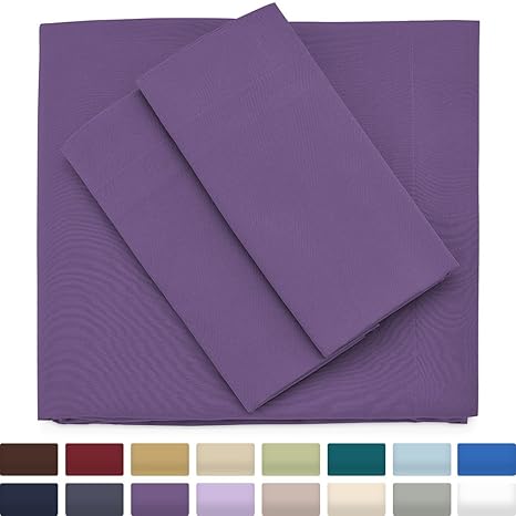 Amazon.com: Premium Bamboo Bed Sheets - Full Size, Purple Sheet Set ...