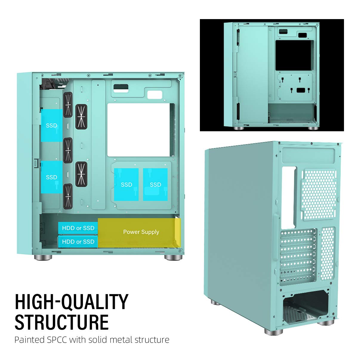 Mua GOLDEN FIELD MAGE-U Mint Green Computer Case Gaming PC ATX/MATX/ITX ...