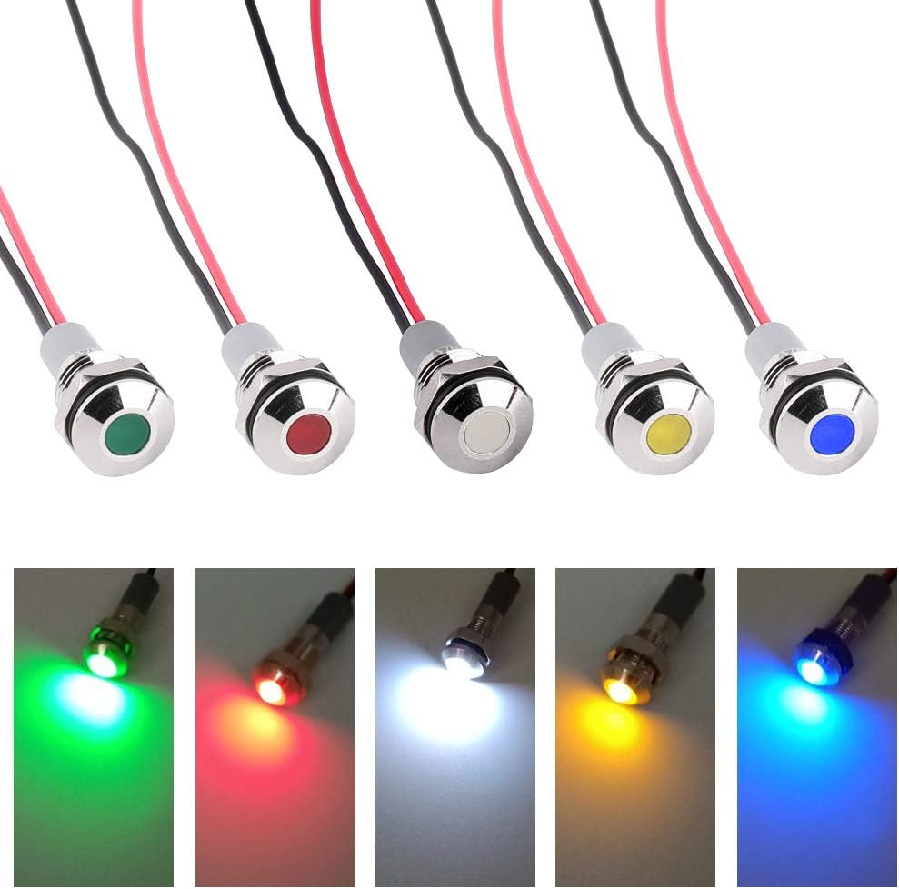Bkinsety 5 Stück LED-Kontrollleuchte 12V 6MM Signallampe Armaturenbrett ...