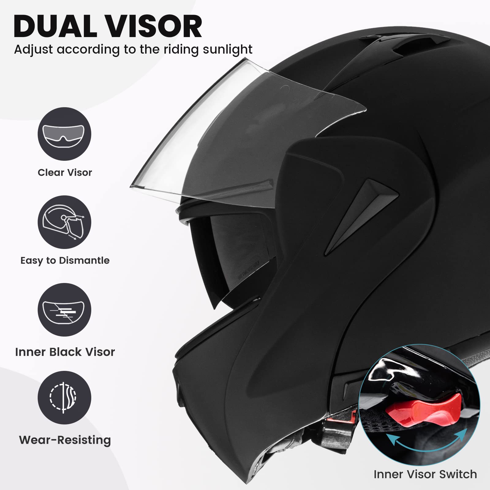 Mua ILM Motorcycle Helmets Modular Dual Visor Flip-up Full Face Street ...