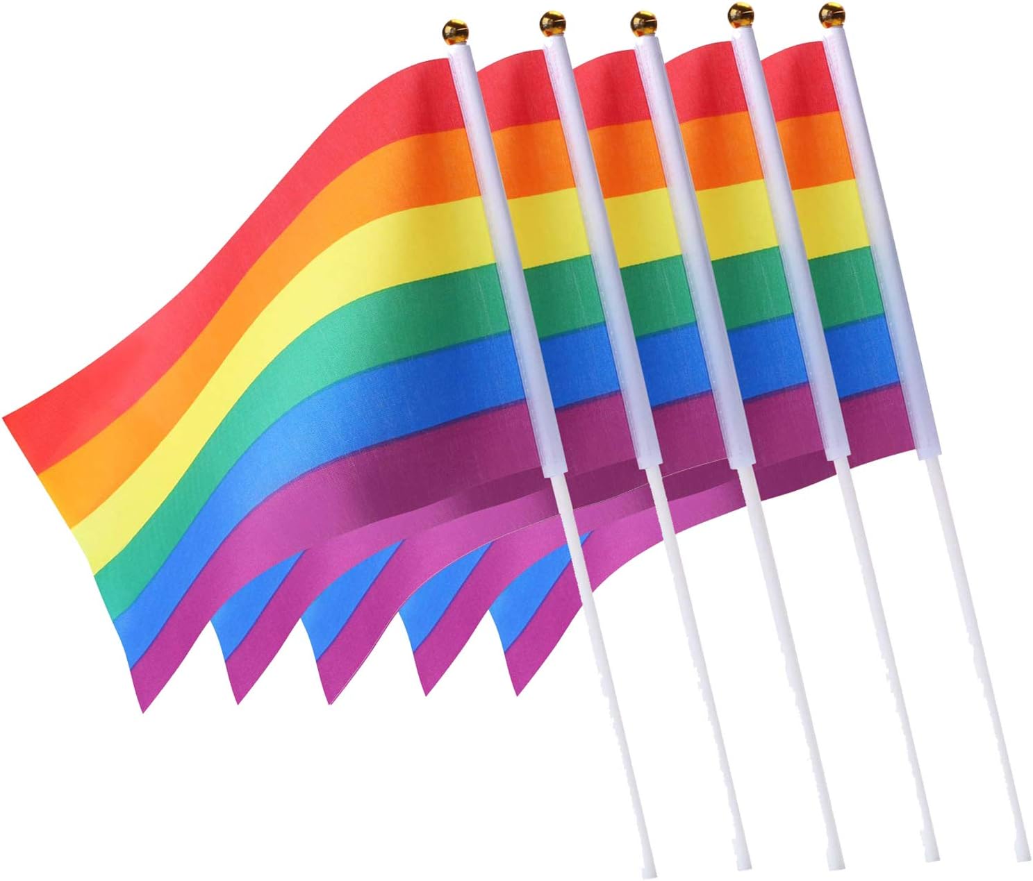Amazon.com : EEZYCHOIC Small Rainbow Flag on Stick 8 x 5.5 inch Pride ...