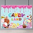 Amazon.com : Candyland Birthday Backdrops Sweet Donut Lollipop Birthday ...