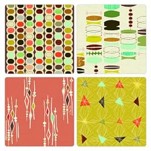 Amazon.com | CoasterStone AS9943 Absorbent Coasters, 4-1/4-Inch, "Retro ...