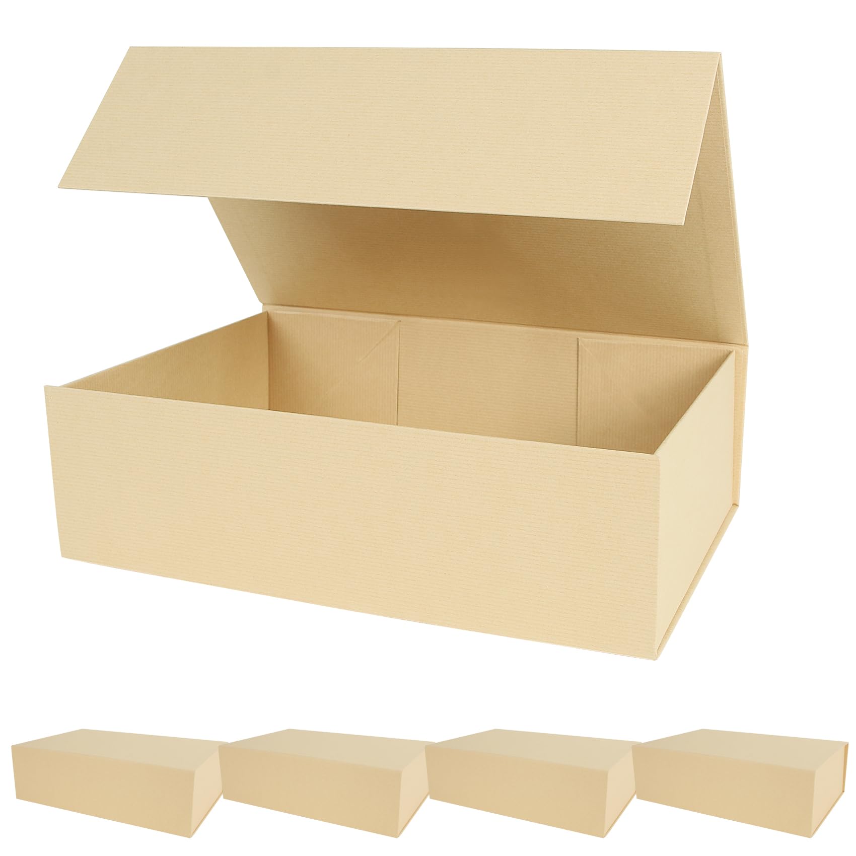 Aimyoo Striped Brown Magnetic Gift Boxes with Lids 13.8x9x4.3 in, Large ...