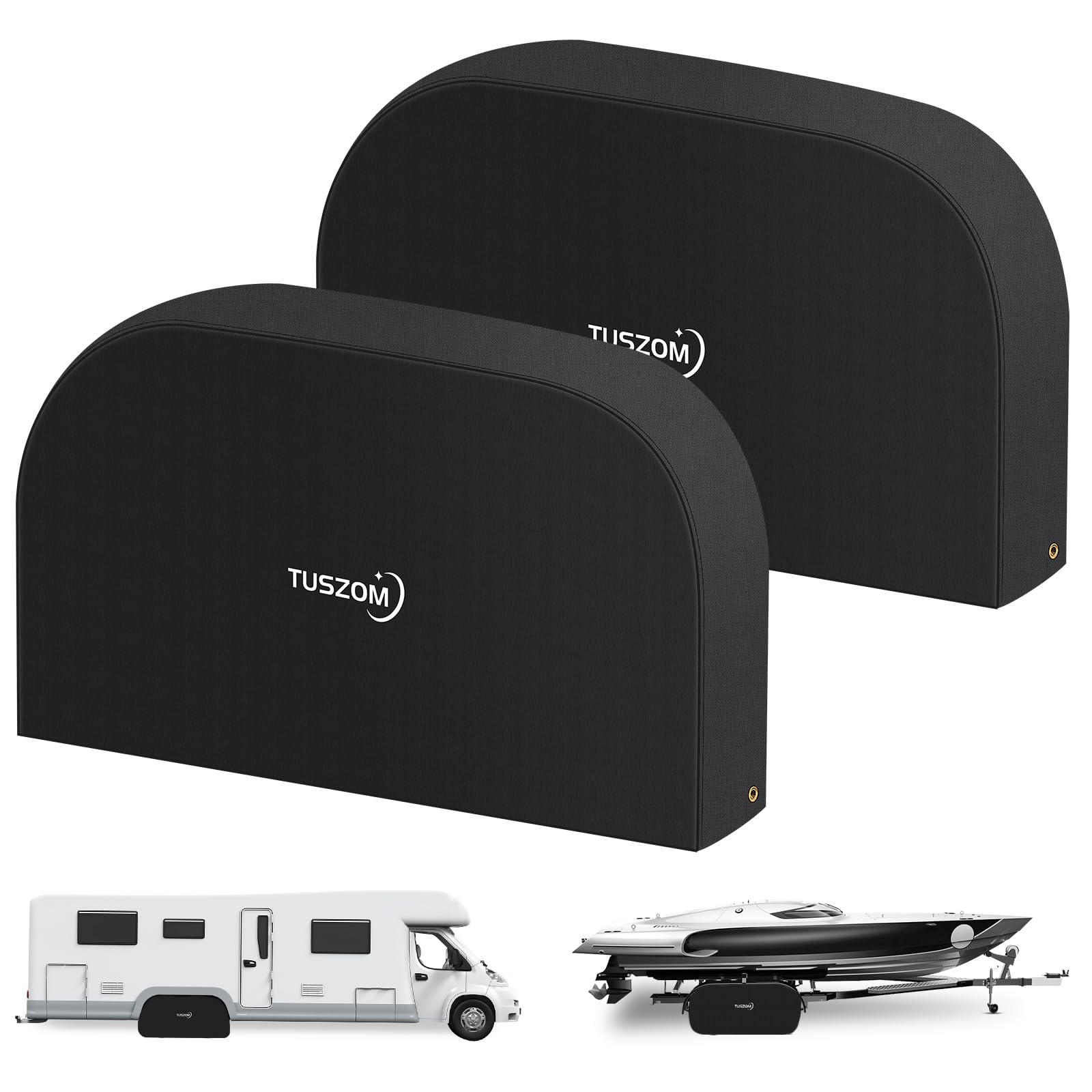 Tuszom Tearproof Anti-UV Dual Wheel Tire Covers for RV, Trailer, Camper ...