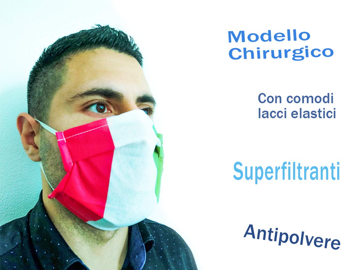 LEDLUX 12 Pieces Fabric Mask TNT Colour Italian Flag Made in Italy ...