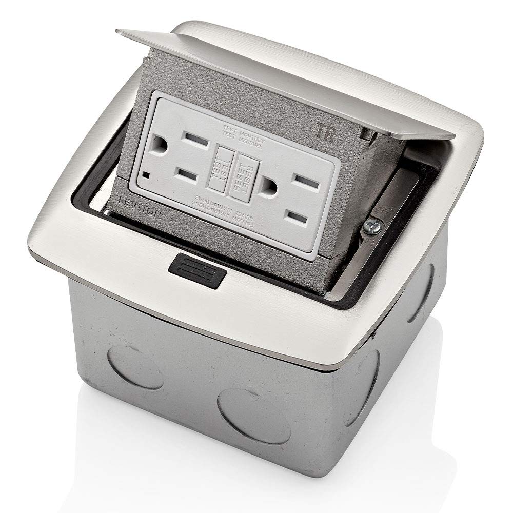 Leviton PFGF1-BN Pop-Up Floor Box with 15 Amp, Tamper-Resistant Self ...