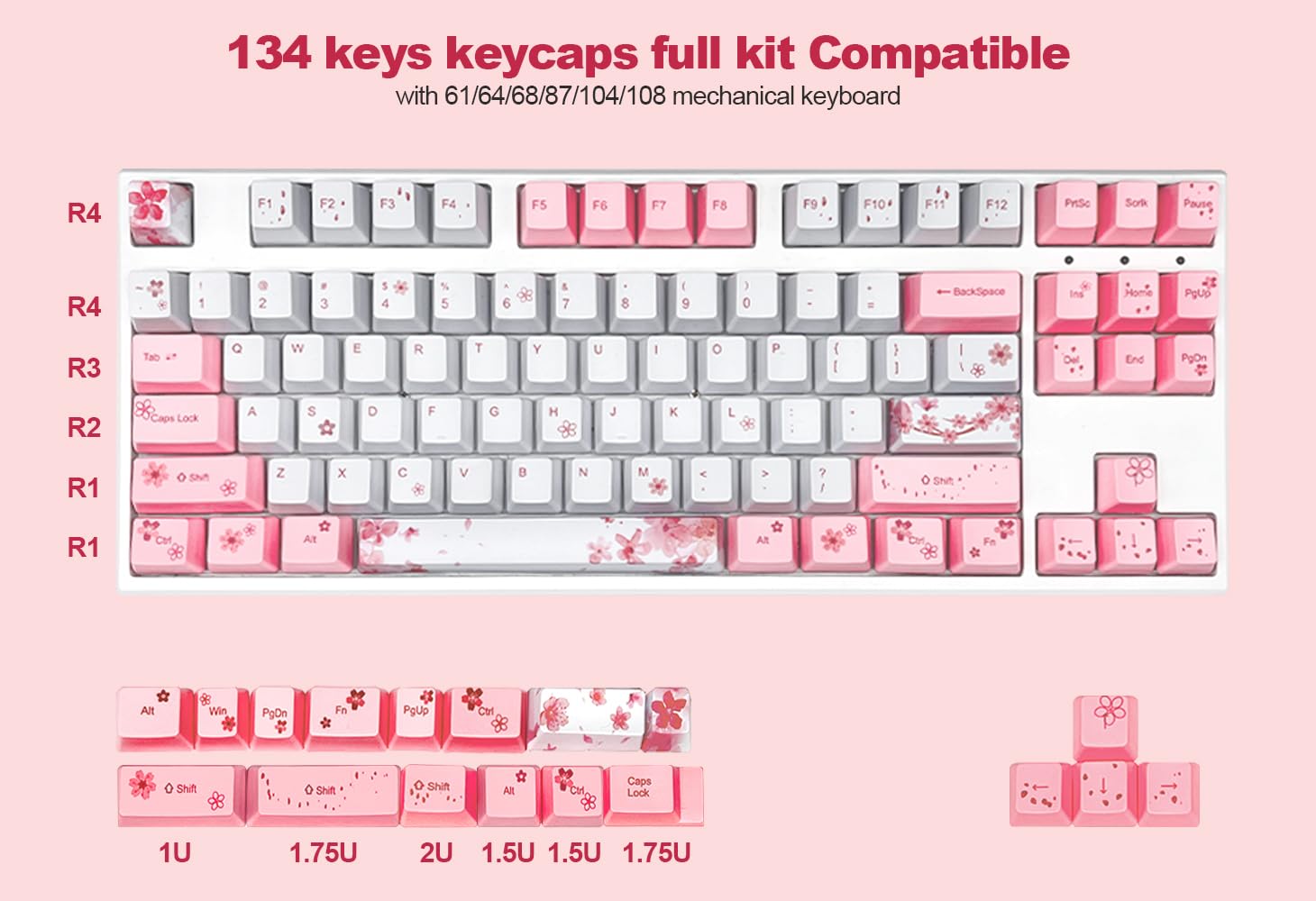 Mua ZMX Cherry Blossom Pink Keycaps Set,Cute Flower Full 134 Keys ...