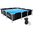Amazon.com: Lark 9' x 24" Square Metal Frame Above Ground Pool with 530 ...