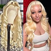 Amazon.com : DUGPOB 28 Inch Body Wave 13x4 Blonde Lace Front Wig Human Hair 613 HD Lace Frontal ...