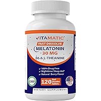 Amazon.com: Vitamatic Melatonin 30mg - with B6 & L-Theanine - 120 Fast Dissolve Tablets with ...