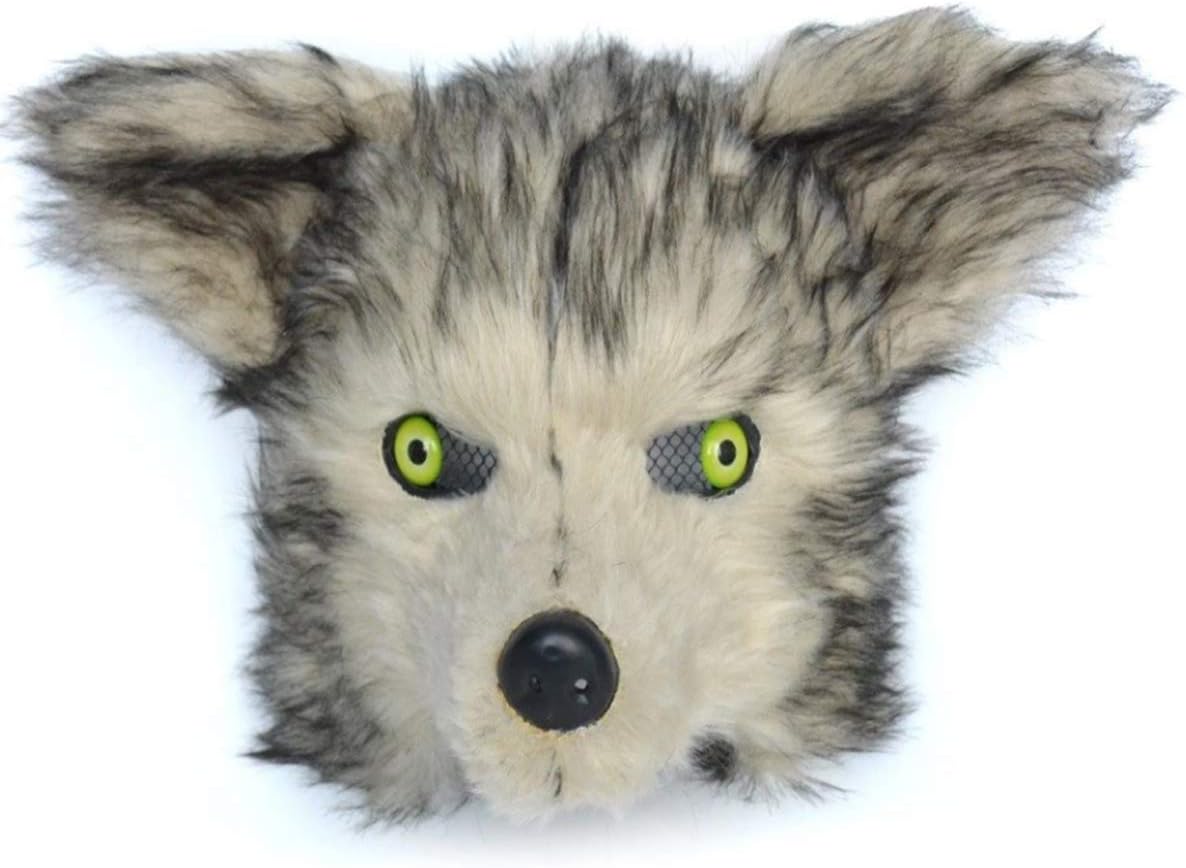 ifkoo Furry Wolf Half Face Mask Faux Fur Suit Animal Head Mask for ...