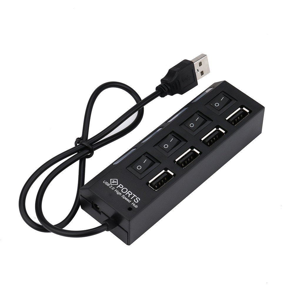 4-Port USB 2.0 Hub Super Speed USB 2.0 Hub Adapter with Individual ...