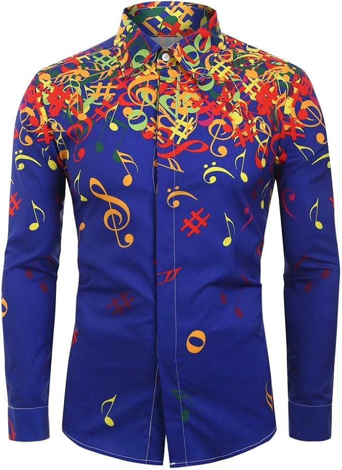 Modaworld Chemise décontractée à Manches Longues Motif Notes de Musique ...