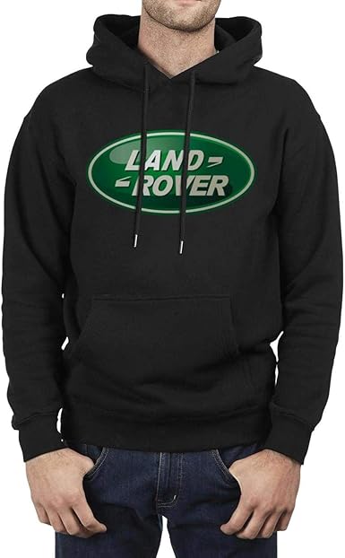 CUSOUL Men's Black Hoodie Sweatshirt Land-Rover-Logo- Fleece Long ...