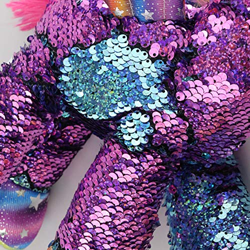 Athoinsu 13” Blue Flip Sequin Unicorn Stuffed Animal Plush Toy with ...