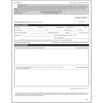 MCSA-5876 2 PLY Pack of 50 DOT Medical EXAMINERS Foldable Wallet ...