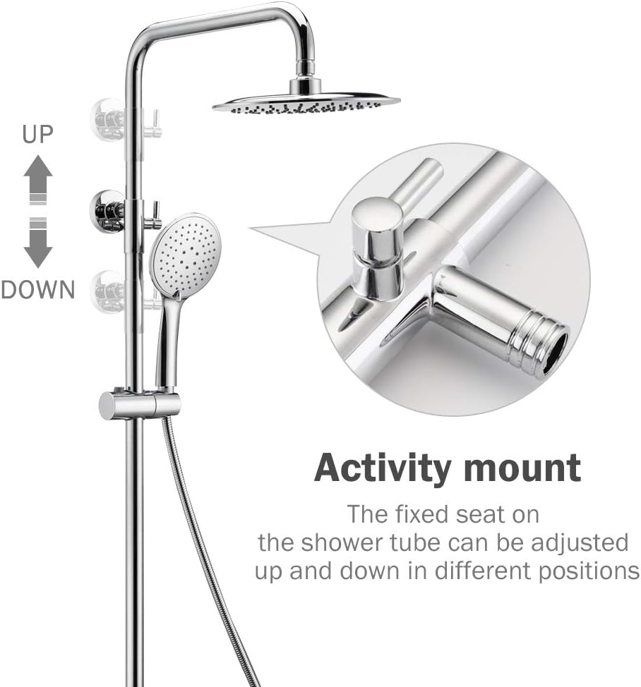 HOMELODY Bathroom Shower Mixer Bar Set 3 Jet with Shelf Chrome ...