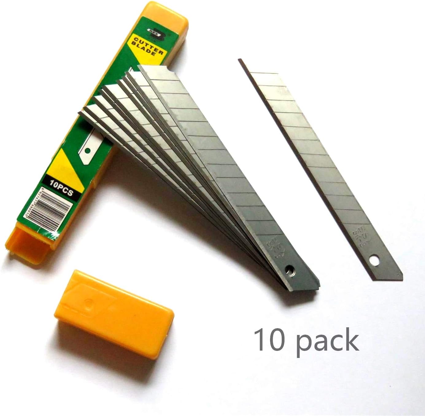 BS 9mm Box Cutter Snap Off Replacement Blades 10 Pack Standard Duty ...