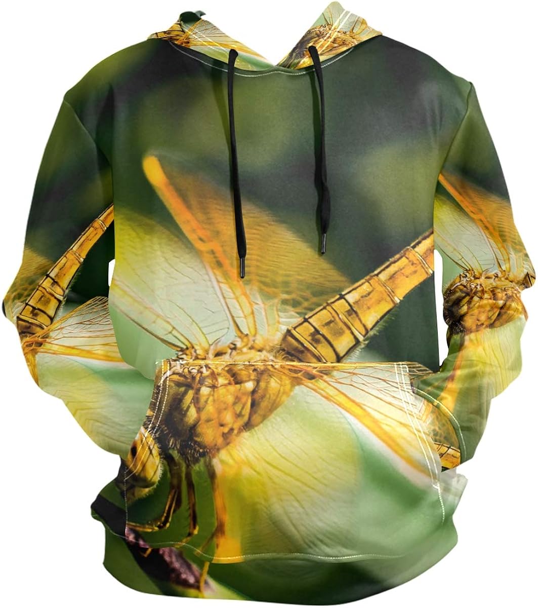 Yellow Dragonfly Hoodies 3D Print Athletic Hooded Sweatshirts for Men ...