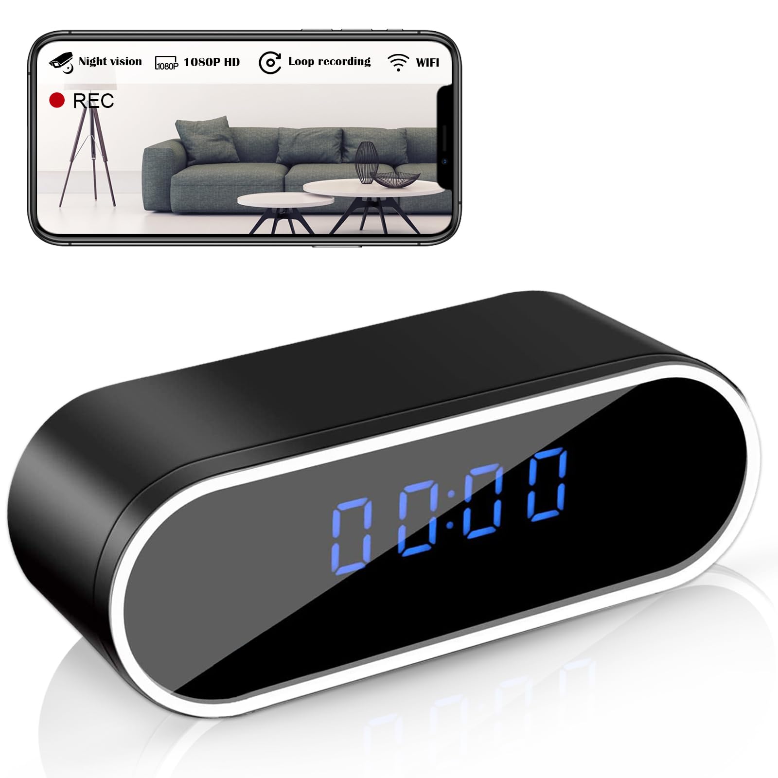 XCOUI Hidden Camera Detector Clock Spy Camera 1080P HD WiFi Camera Real ...
