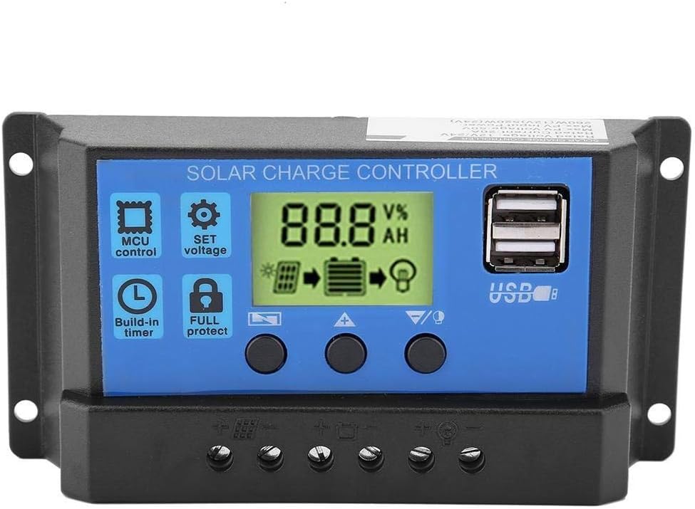 Dingln PWM 12V 24V Dual USB Solar Panel Charge Controller Regulator LCD Display 30A (YJSS-30A ...