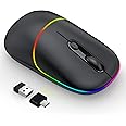 Amazon.com: LED Wireless Mouse, RAPIQUE Rechargeable Silent RGB Light ...