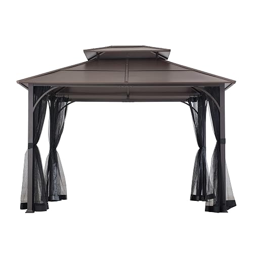Sunjoy Hardtop Gazebo 10 x 12 ft. Outdoor Heavy Duty Steel Frame ...