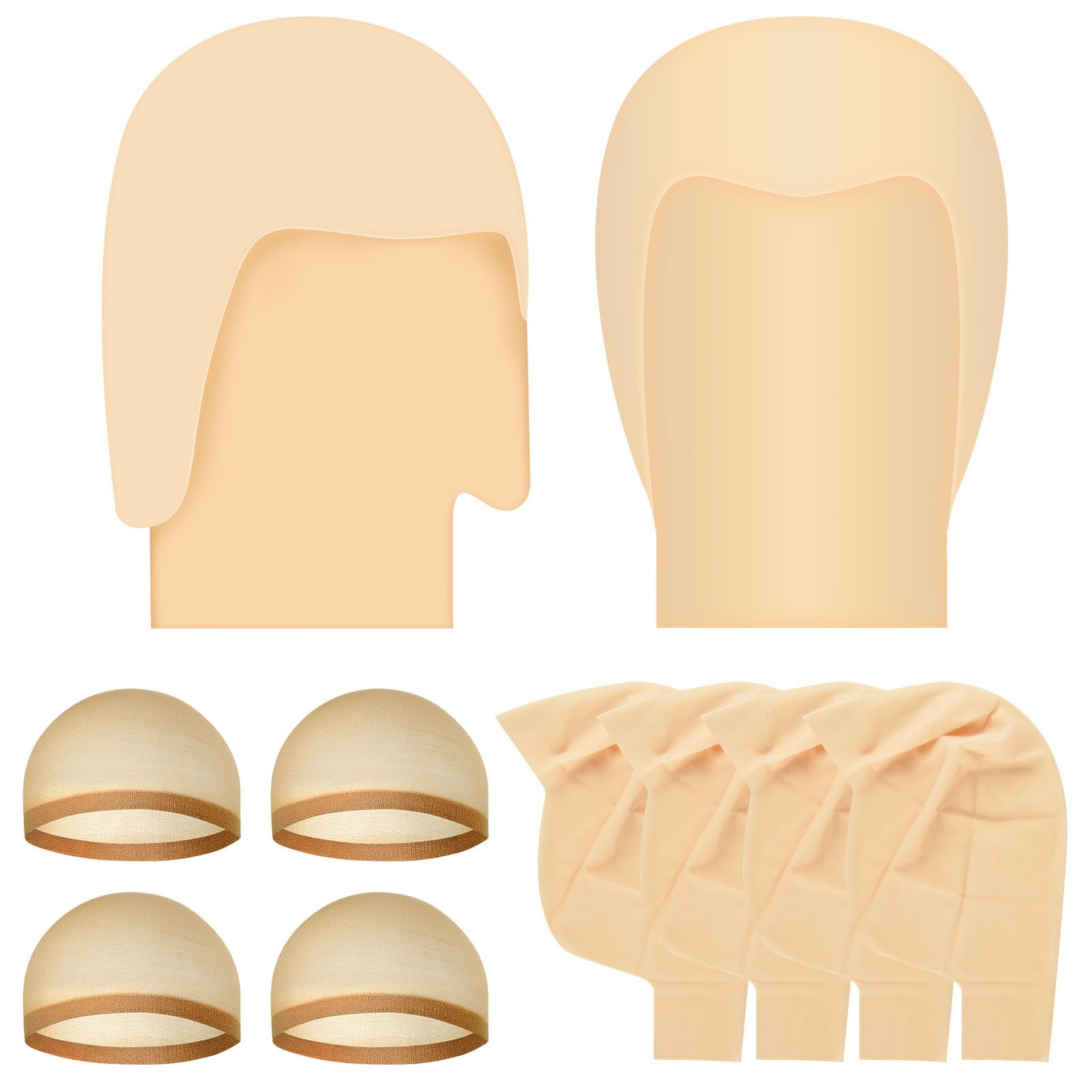 NACHLYNN 8 Packs Halloween Makeup Latex Bald Caps and Nylon Wig Caps ...
