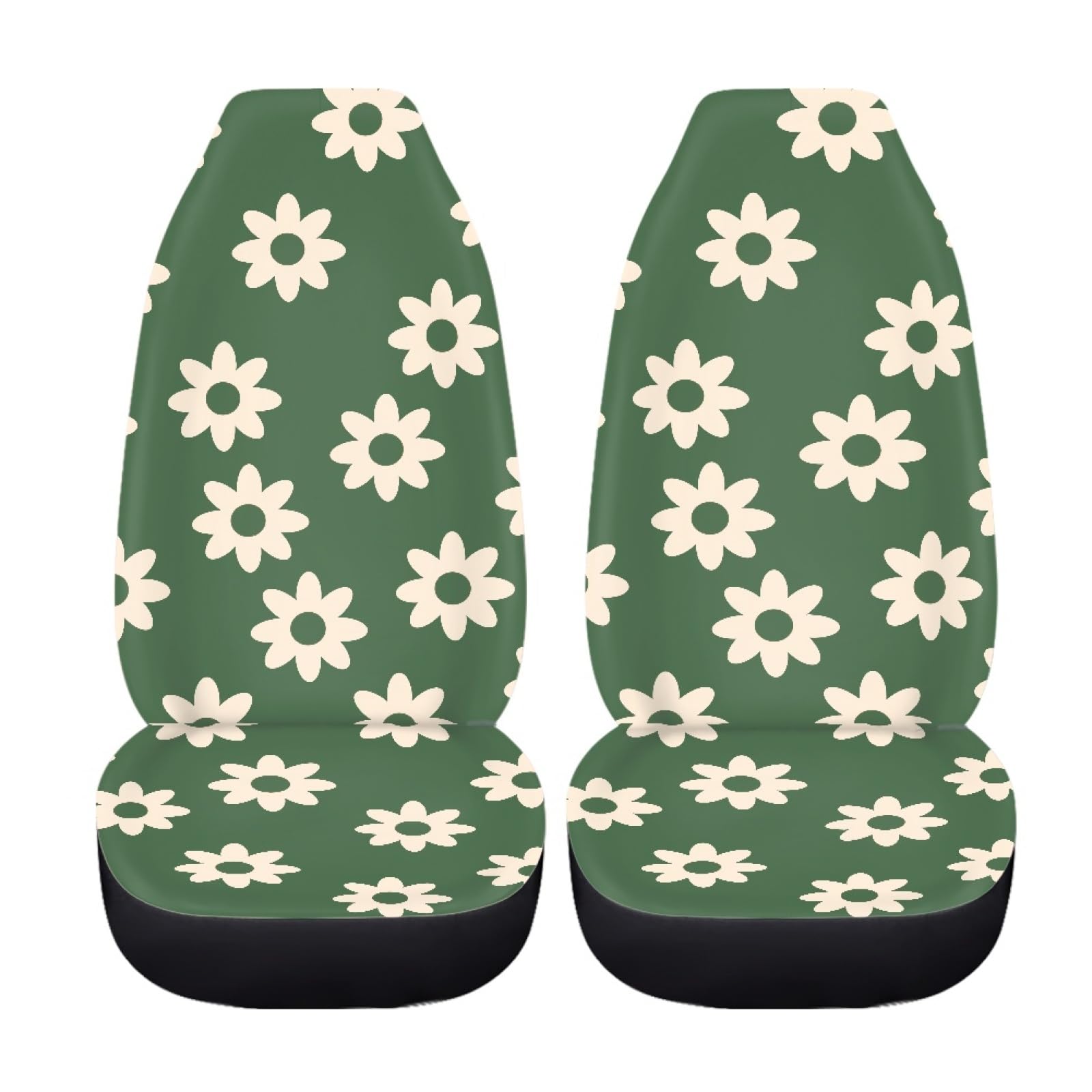 FUIBENG Green Groovy Flower Auto Seat Cover Set 2 Pack,Hippie Floral ...
