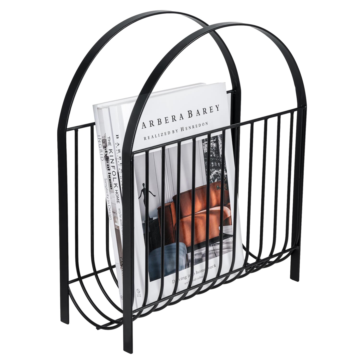 MyGift Deluxe Mid Century Metal Wire Magazine Rack in Matte Black ...