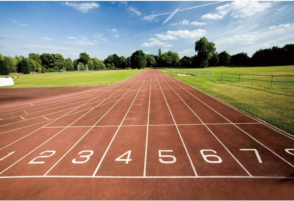 Amazon.com : YongFoto 7x5ft Running Track Backdrop Red Runway Green ...