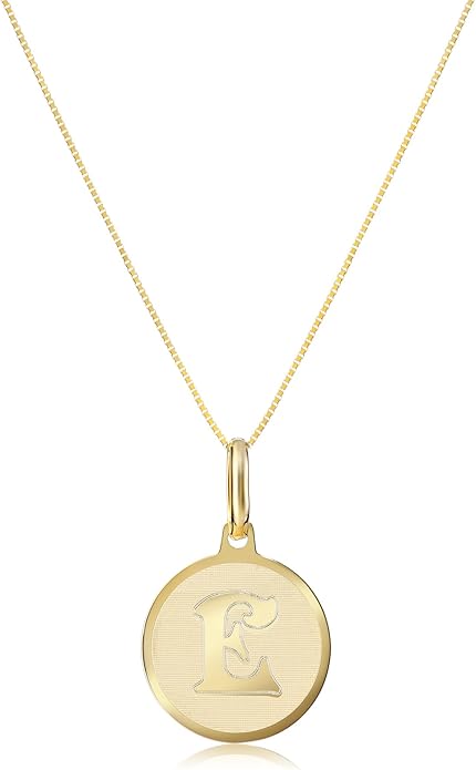 14k Yellow Gold Initial"E" Pendant Necklace, 18": Amazon.co.uk: Jewellery